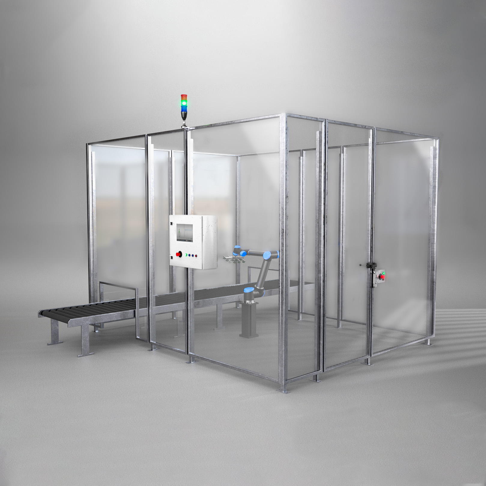 CE-Paket - Roboter bis 80 kg in Zelle mit Förderer